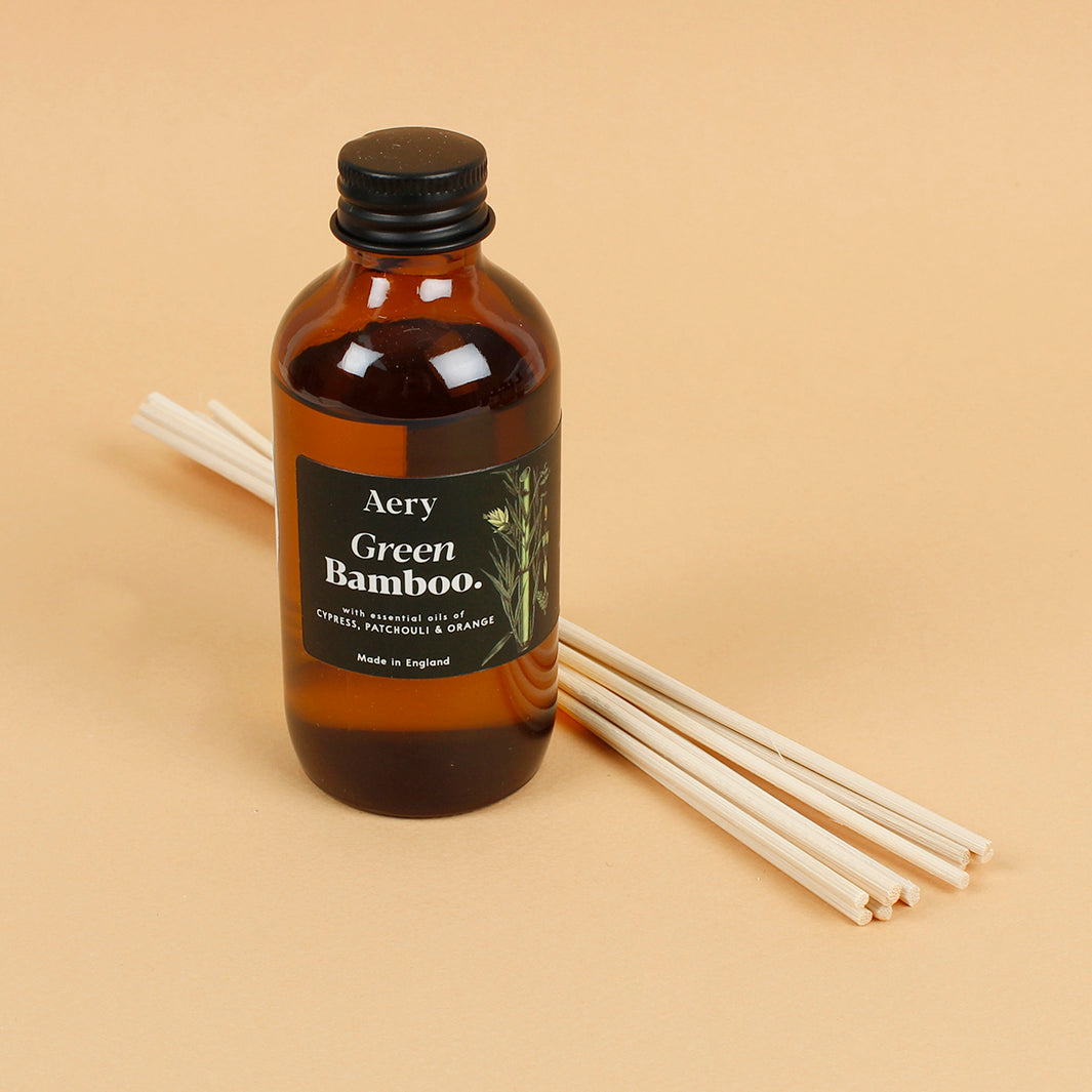 Aery | Green Bamboo Glass Bottle Reed Diffuser – Green Tulip
