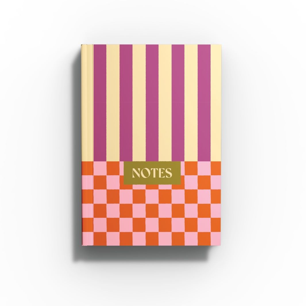 A5 Lay Flat Checks & Stripes Lined Notebook – Green Tulip