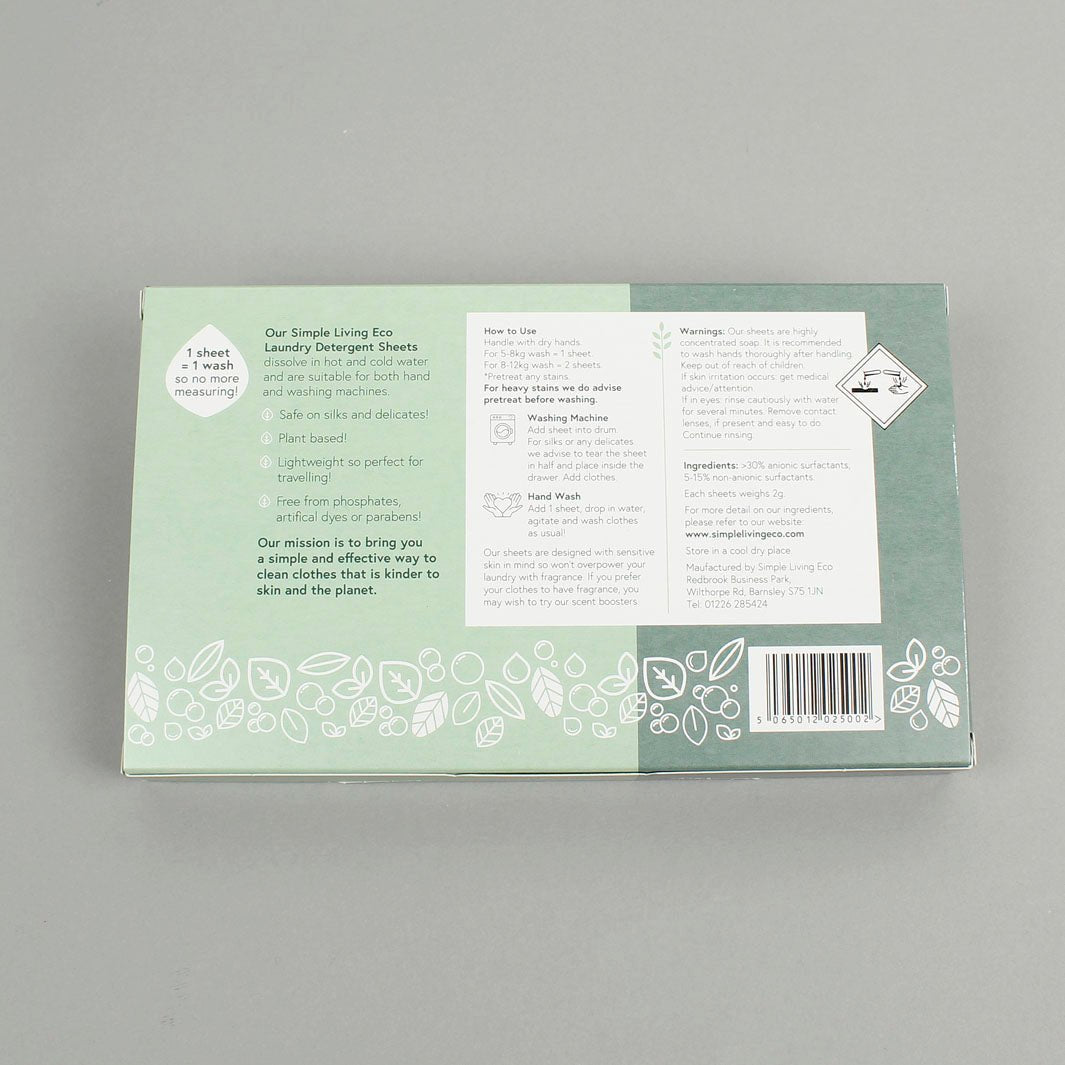 Simple Living Eco Laundry Detergent Sheets Pack 32 | Plastic Free ...