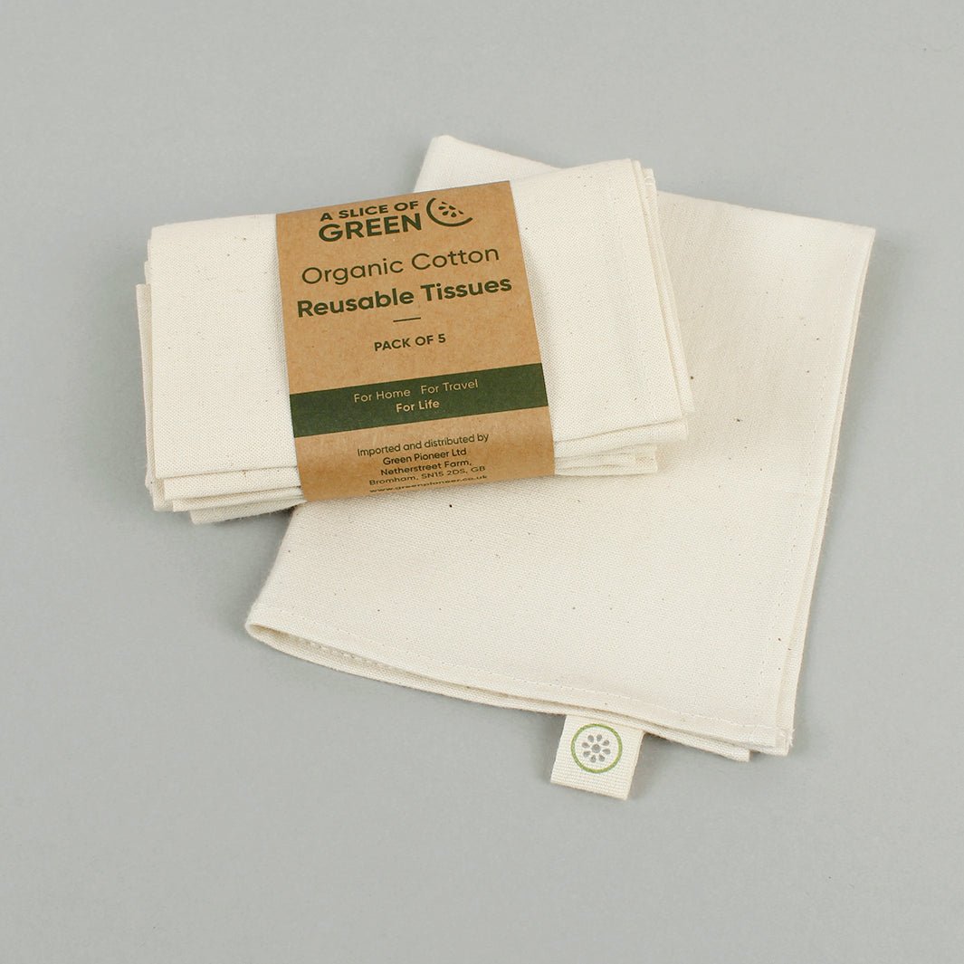 A Slice of Green | Pack of 5 Organic Cotton Reusable Tissues – Green Tulip